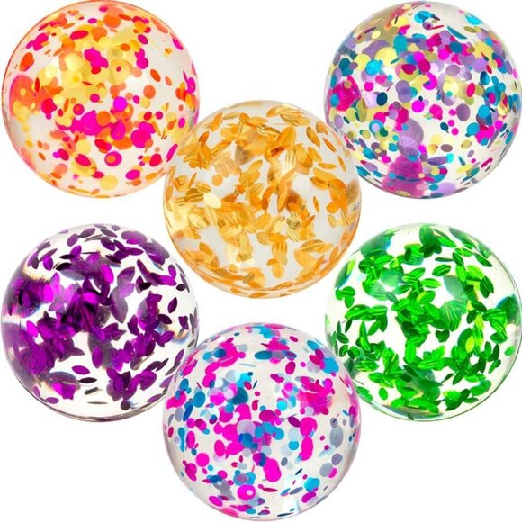 YNS Generic | Toys | Confetti Super Balls Set Of 6 Large High Bouncy ...